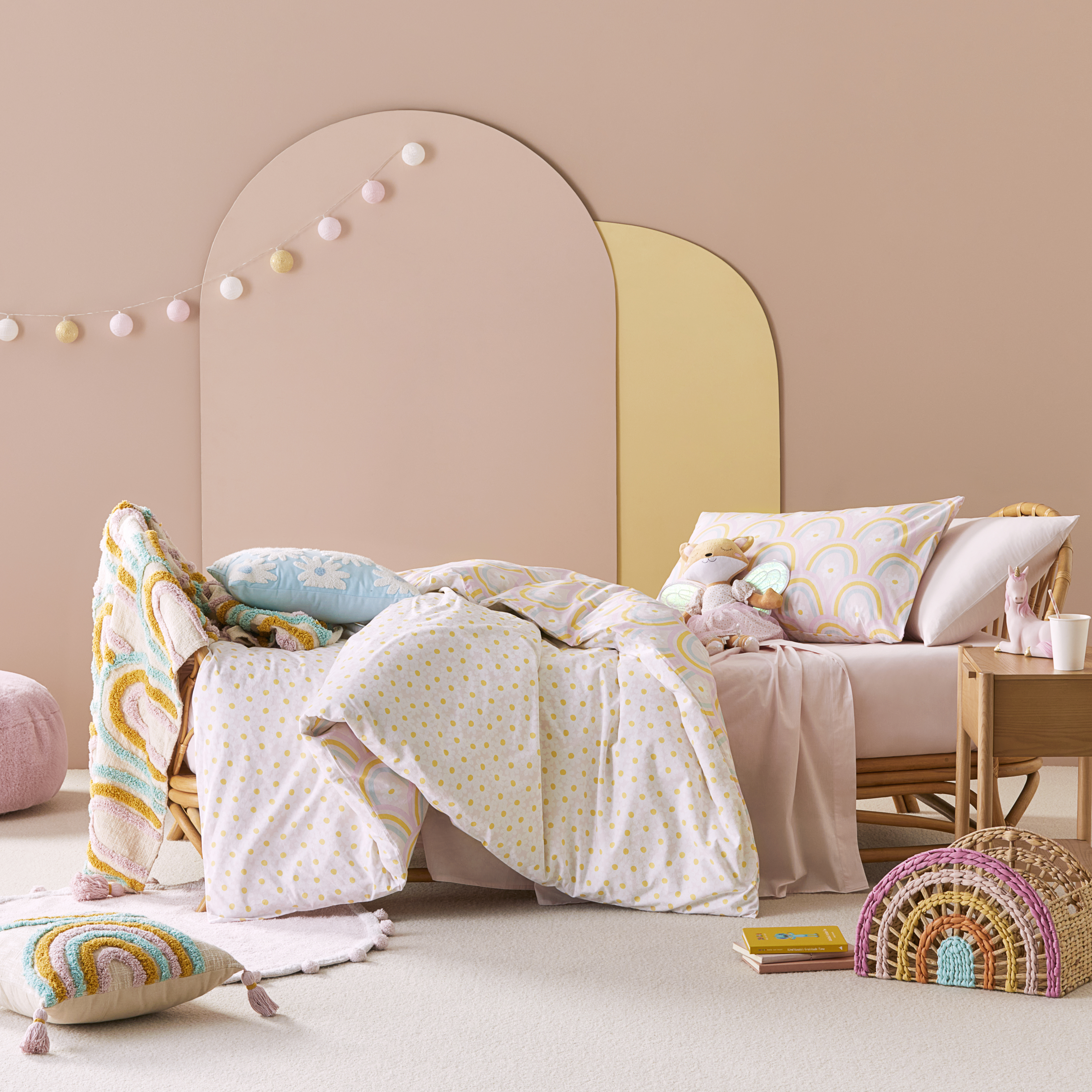 Adairs Kids - Stonewashed Rainbow Daisy Multi Quilt Cover | Adairs