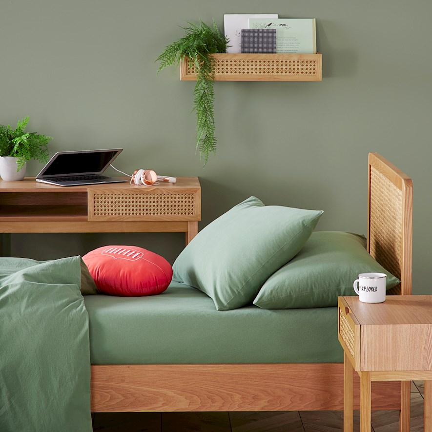 Adairs Kids - Stonewashed Cotton Forest Green Sheet Set | Adairs