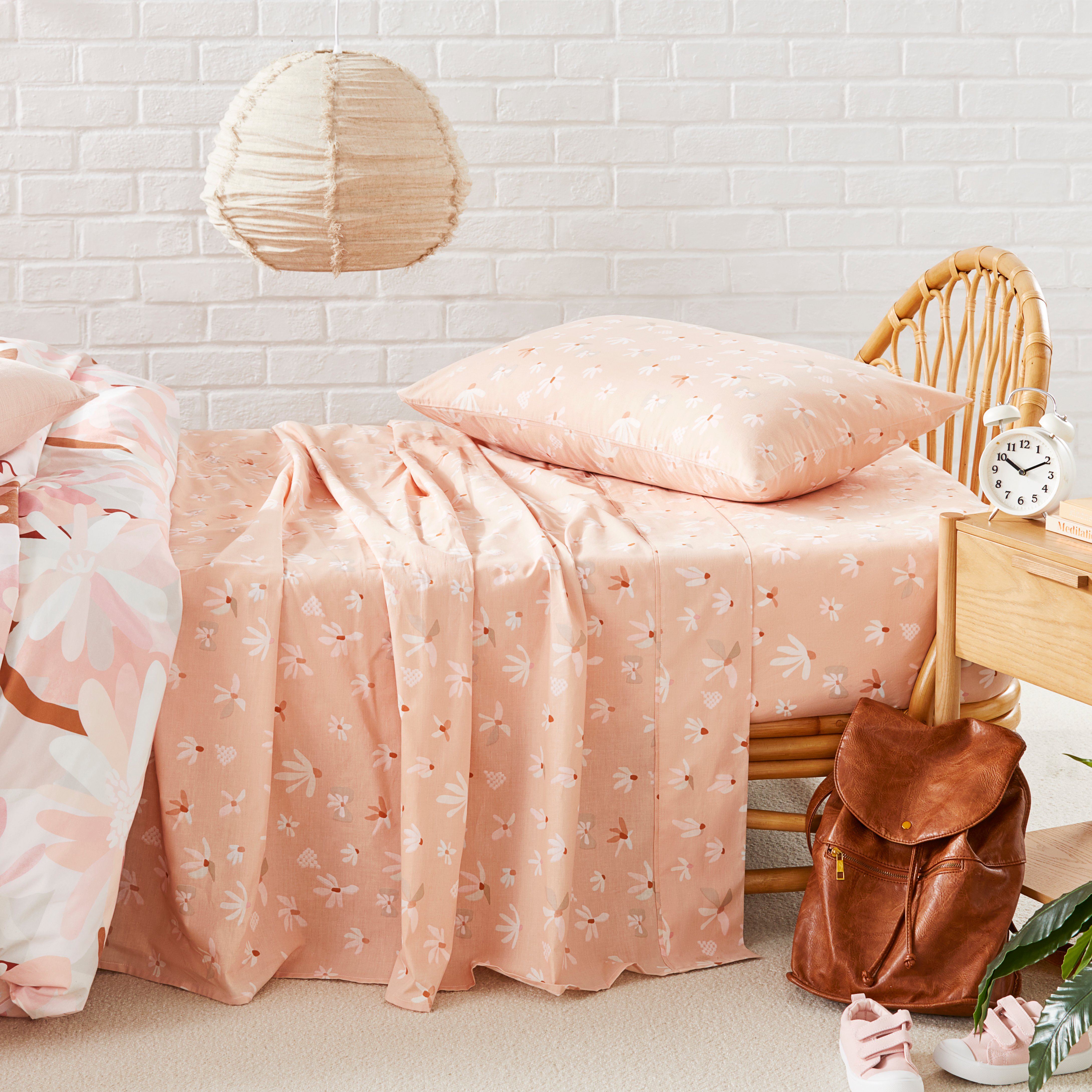 Adairs Kids - Kimmy Hogan Daisy Dreams Peach Desert Sheet Set | Adairs