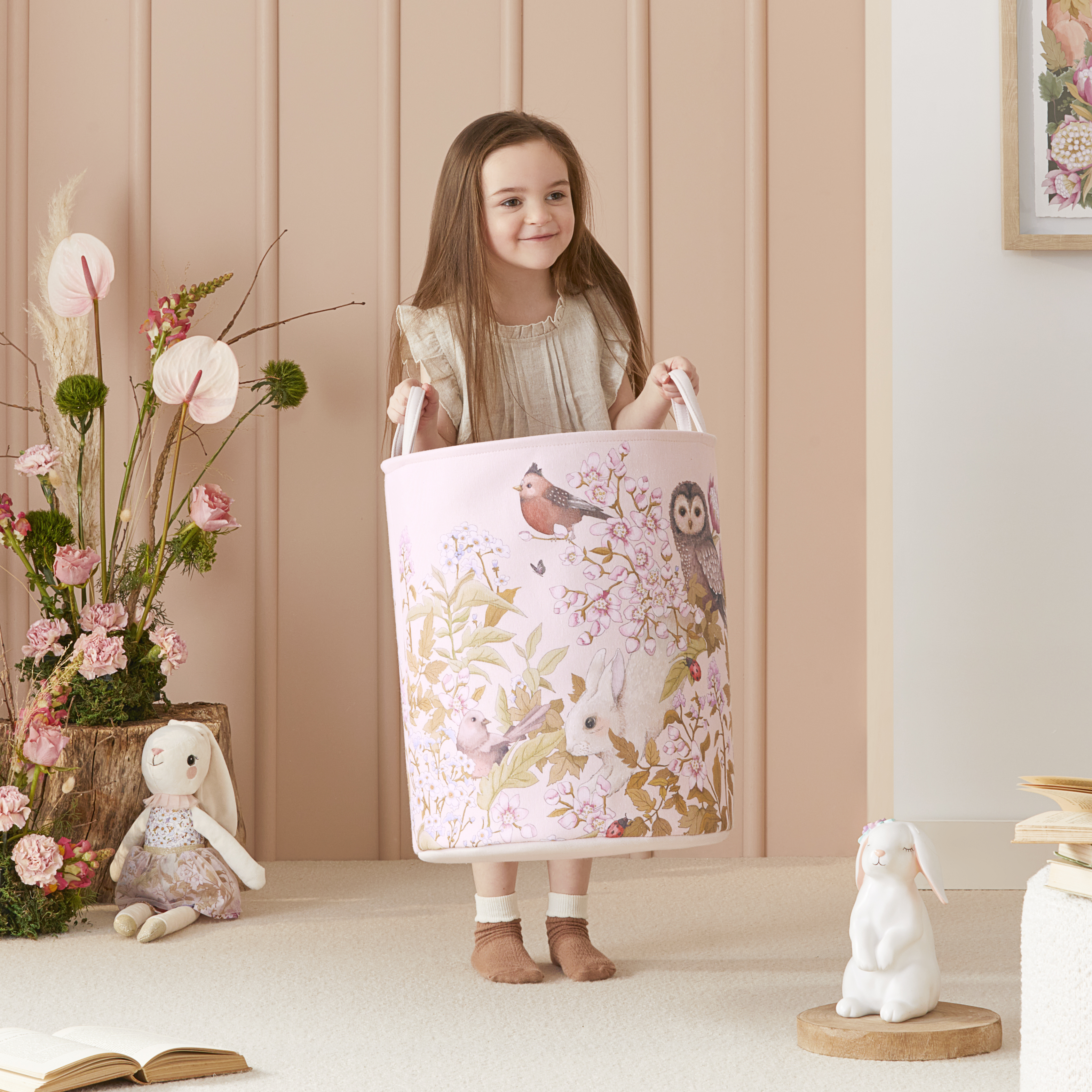 Fleur Harris Woodlands Pink Printed Basket | Adairs