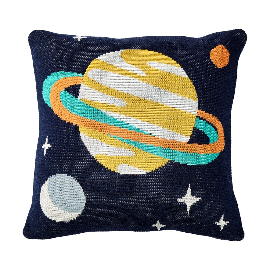 Adairs Kids - Knitted Planet Sky Cotton Cushion | Adairs
