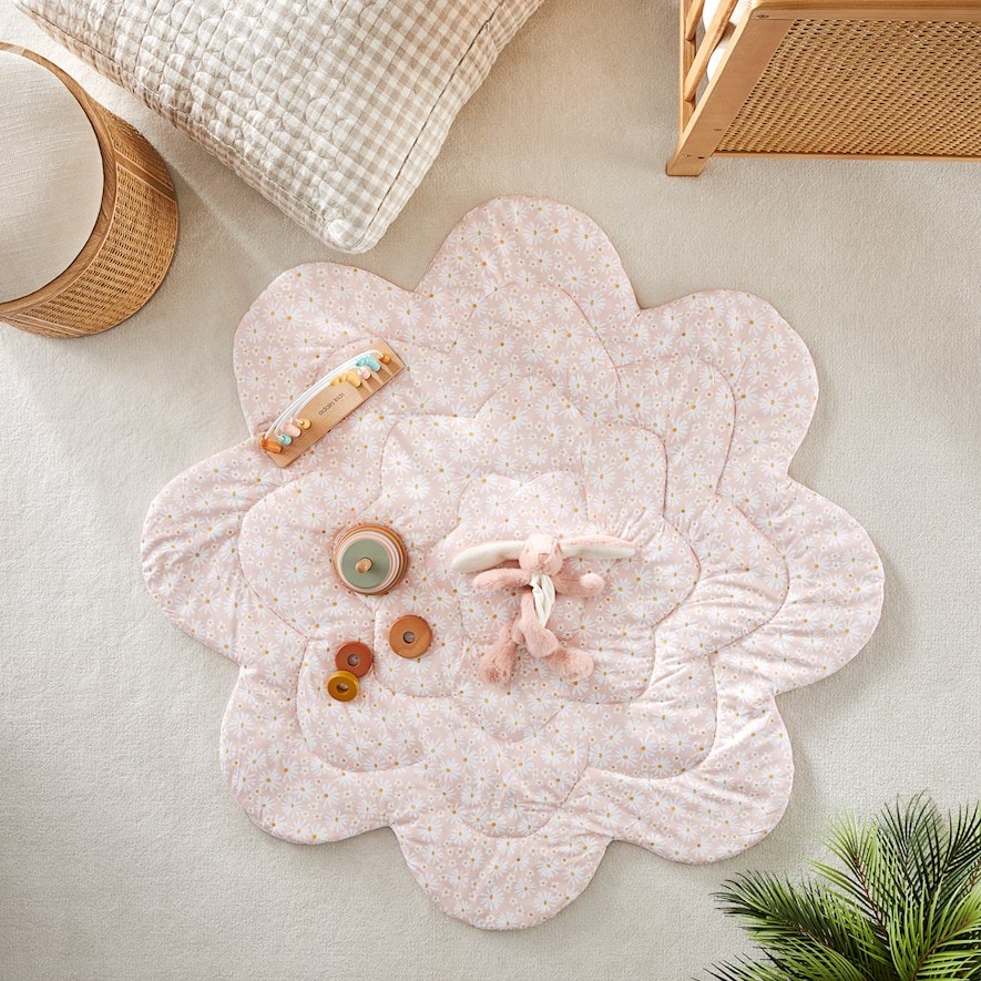 Adairs Baby - Floral Pink Shaped Quilted Play Mat | Adairs