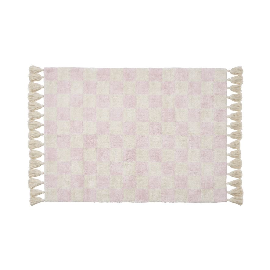 Adairs Kids - Pink Check Designer Rug | Adairs