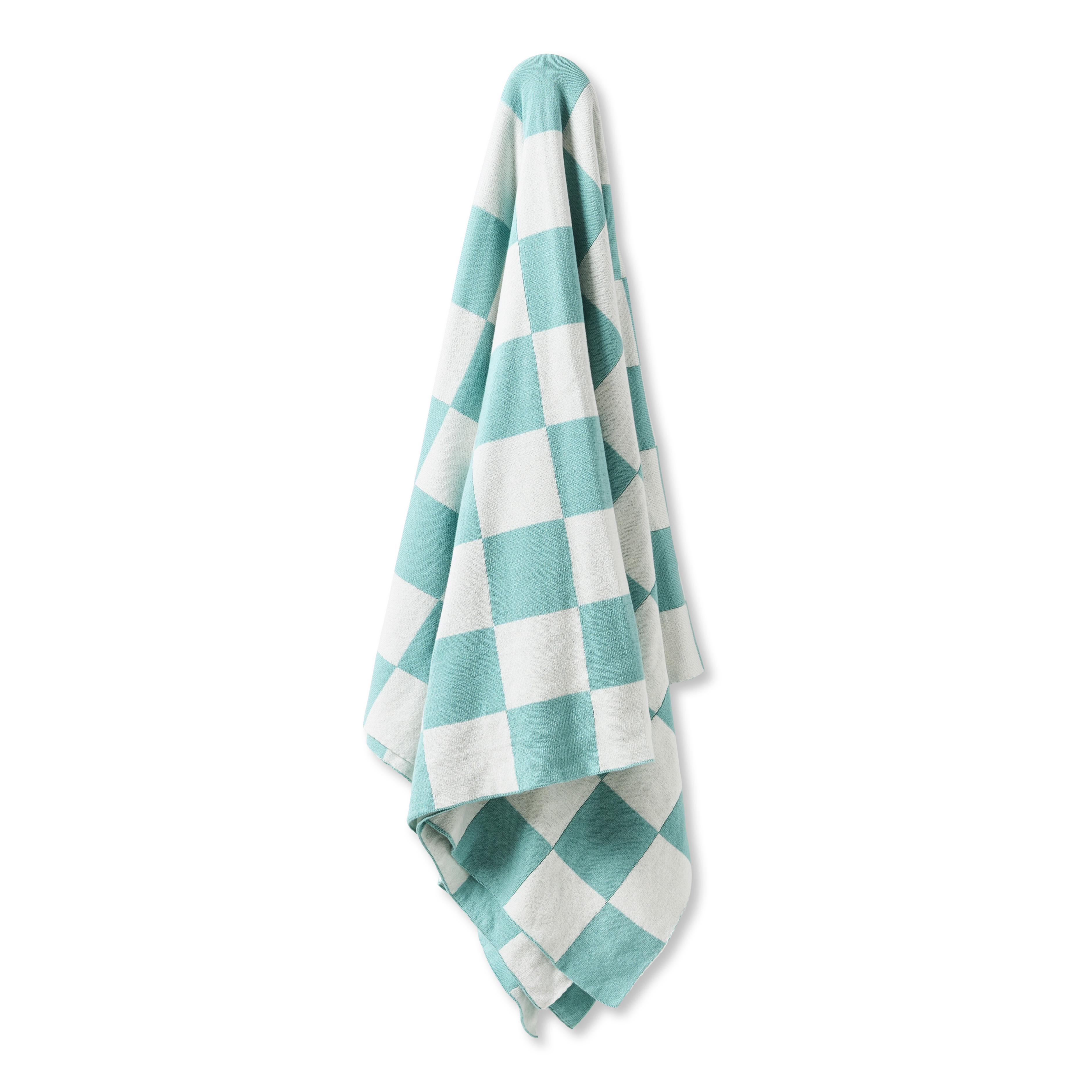 Adairs Kids - Knitted Aqua Checkerboard Throw | Adairs