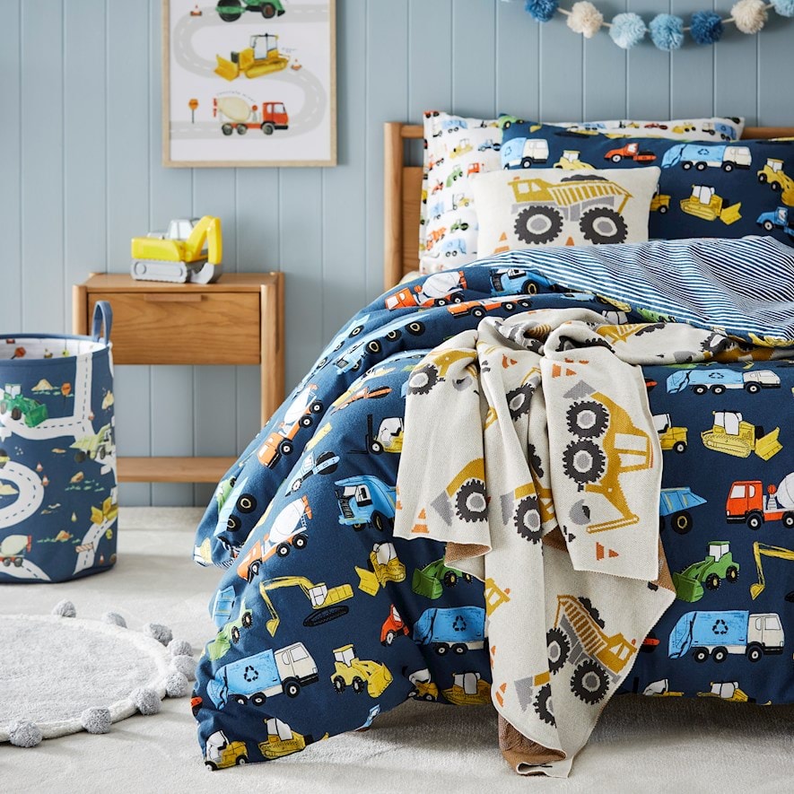 Adairs Kids - Knitted Natural Under Construction Cotton Throw | Adairs