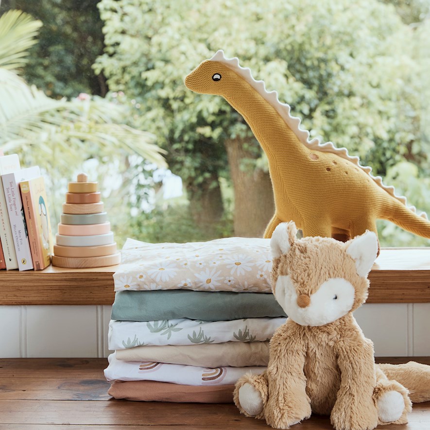Adairs Kids - Spotty Dinosaur Mustard Knitted Toy | Adairs