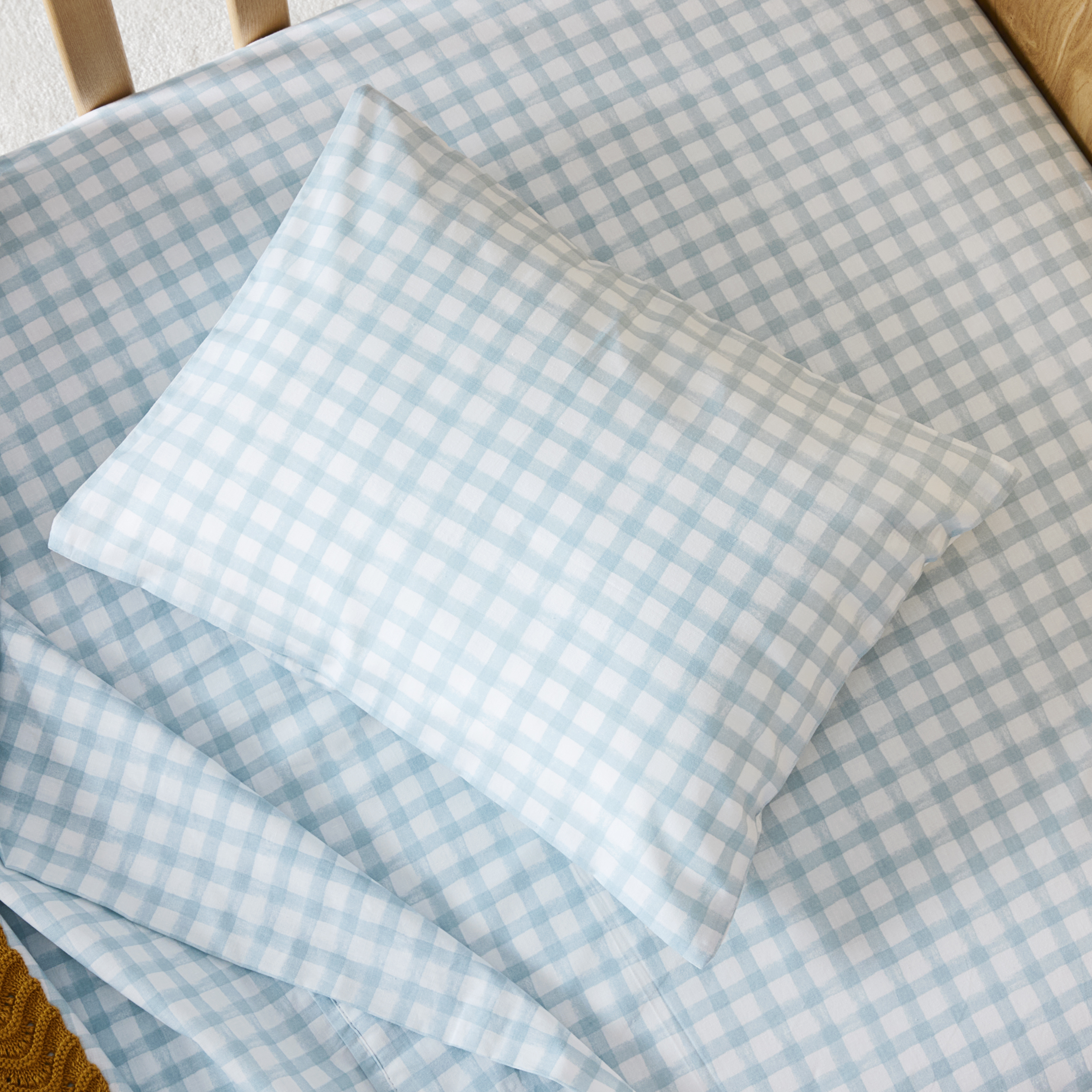 Adairs Kids - Gingham Sky Cot Sheet Set | Adairs