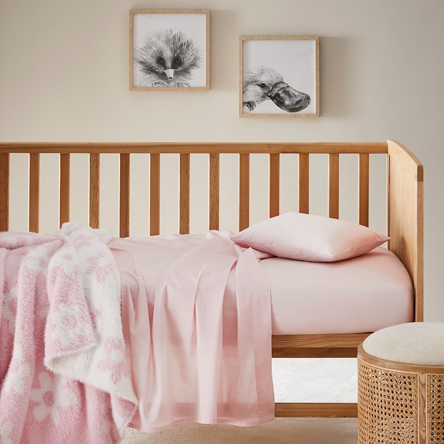 Adairs Kids - Dreamy Cotton Crystal Pink Cot Sheet Set | Adairs