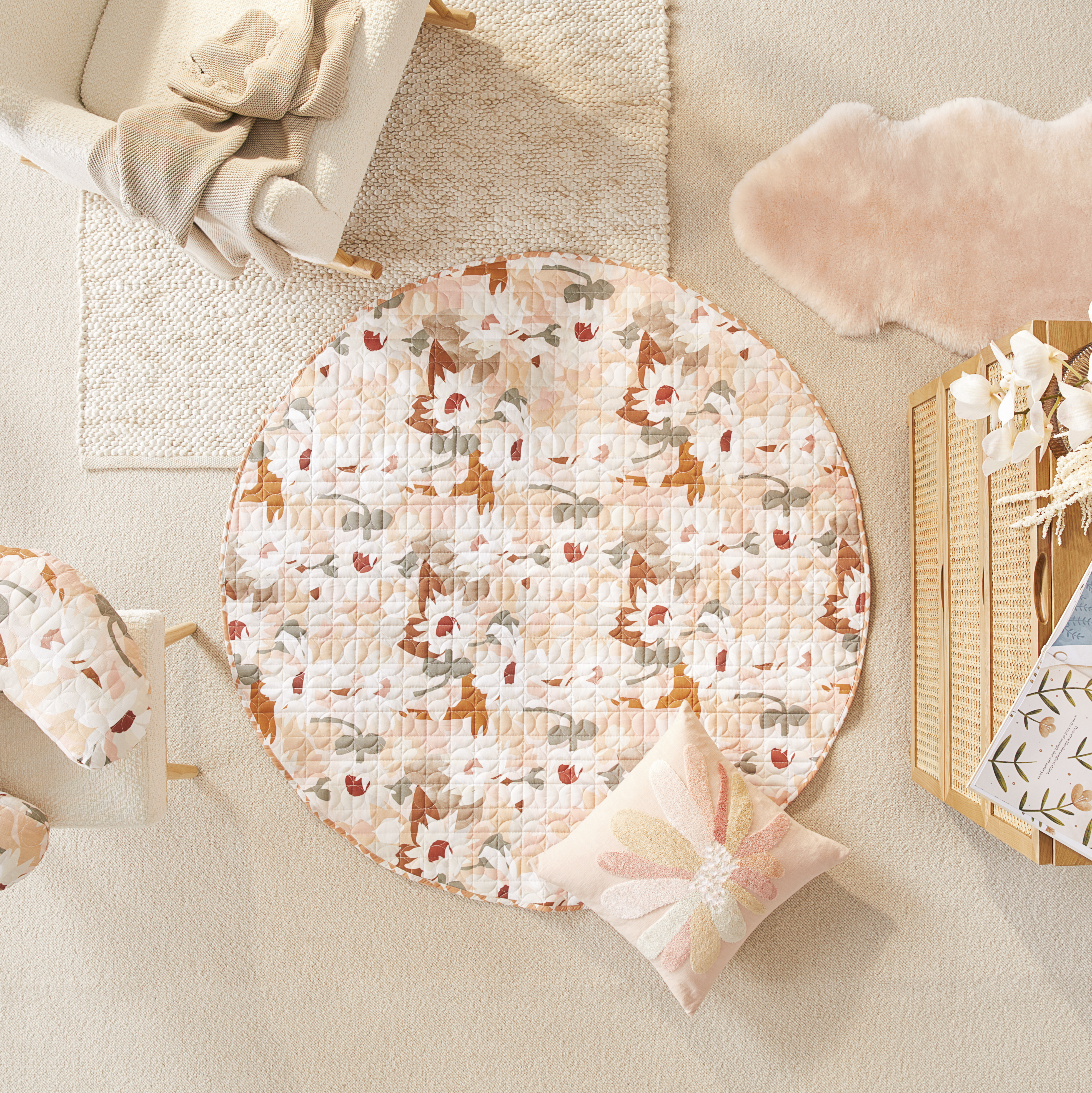 Adairs Baby - Kimmy Hogan Whisper Pink Paper Daisies Quilted Playmat ...