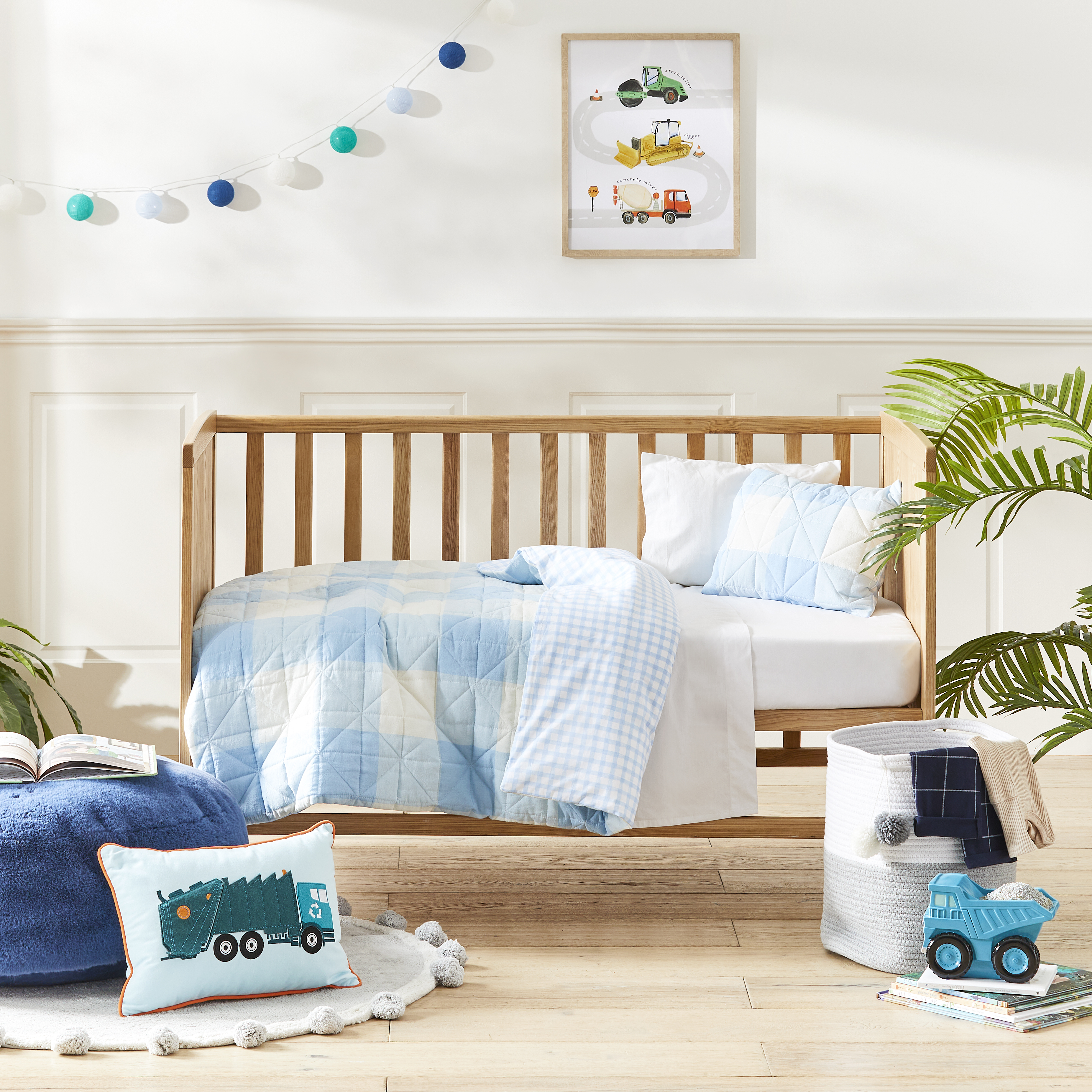 Adairs Kids Yarn Dyed Sky Blue Gingham Cot Quilt Cover Set Adairs Adairs Kids Yarn Dyed Sky Blue Gingham Cot Quilt Cover Set Adairs