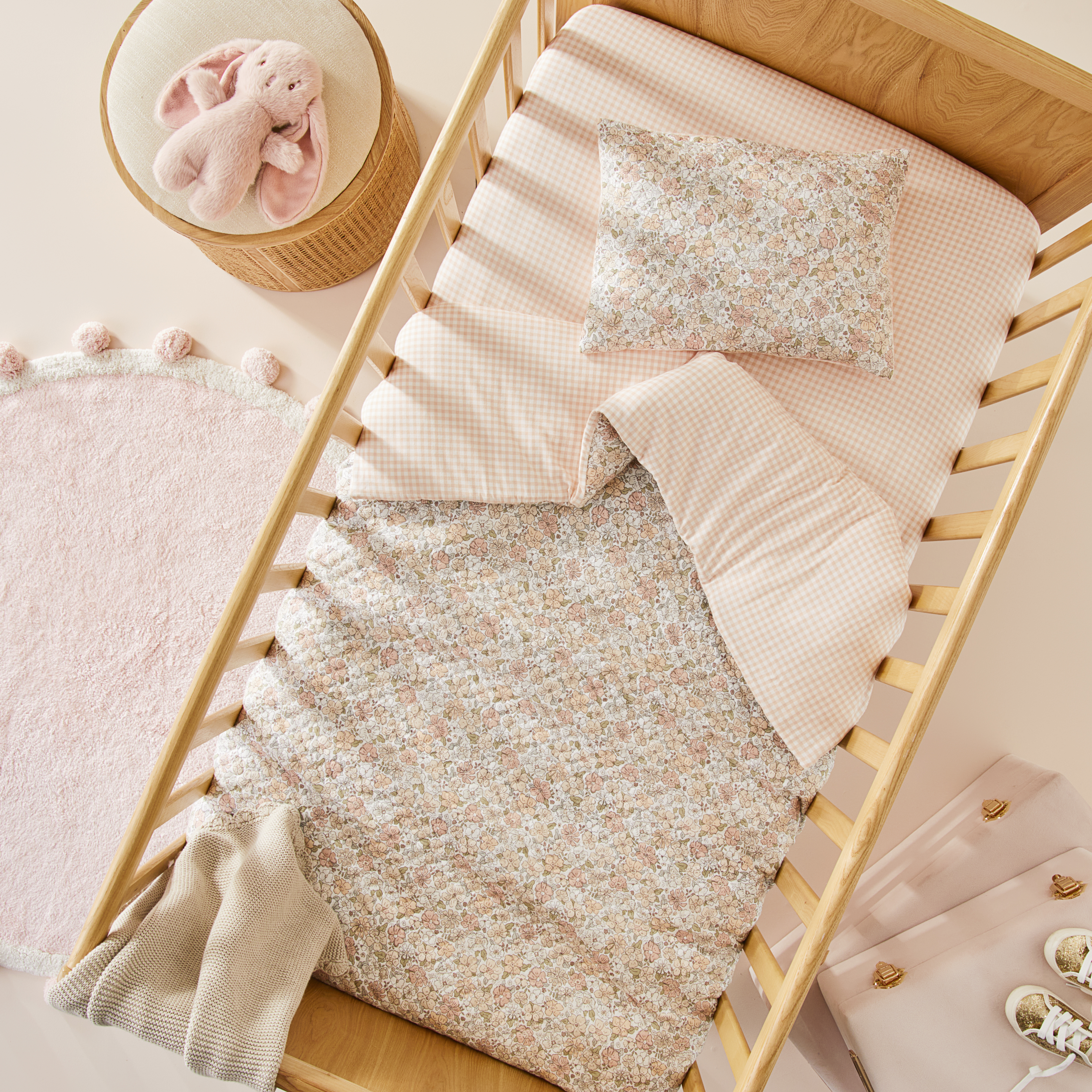 Adairs Baby - Vada Vintage Floral Pink Cot Quilt Cover Set | Adairs