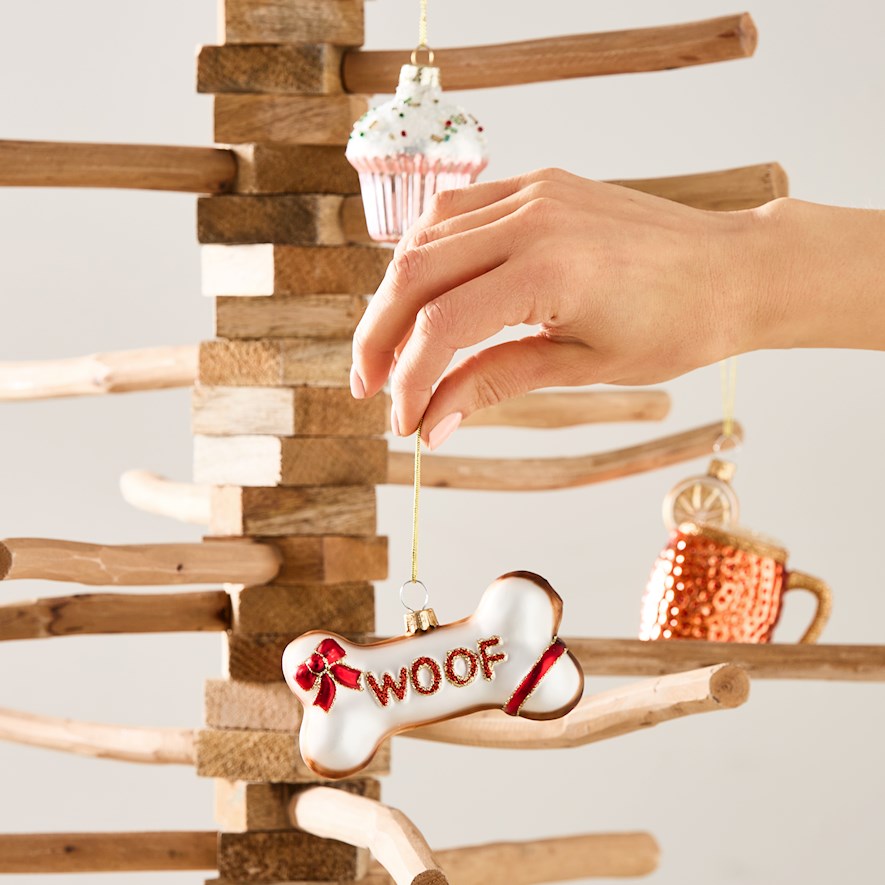 Vintage White & Brown Woof Bone Glass Decoration | Adairs