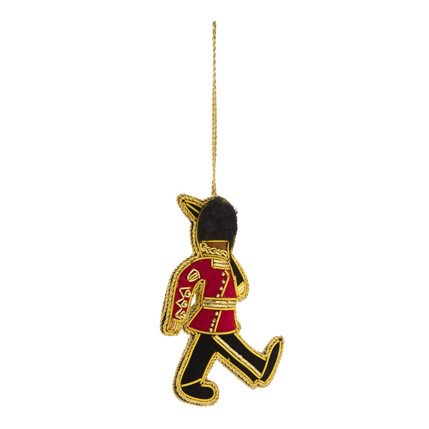 Hanging Embroidered Black & Gold Beefeater Ornament | Christmas | Adairs