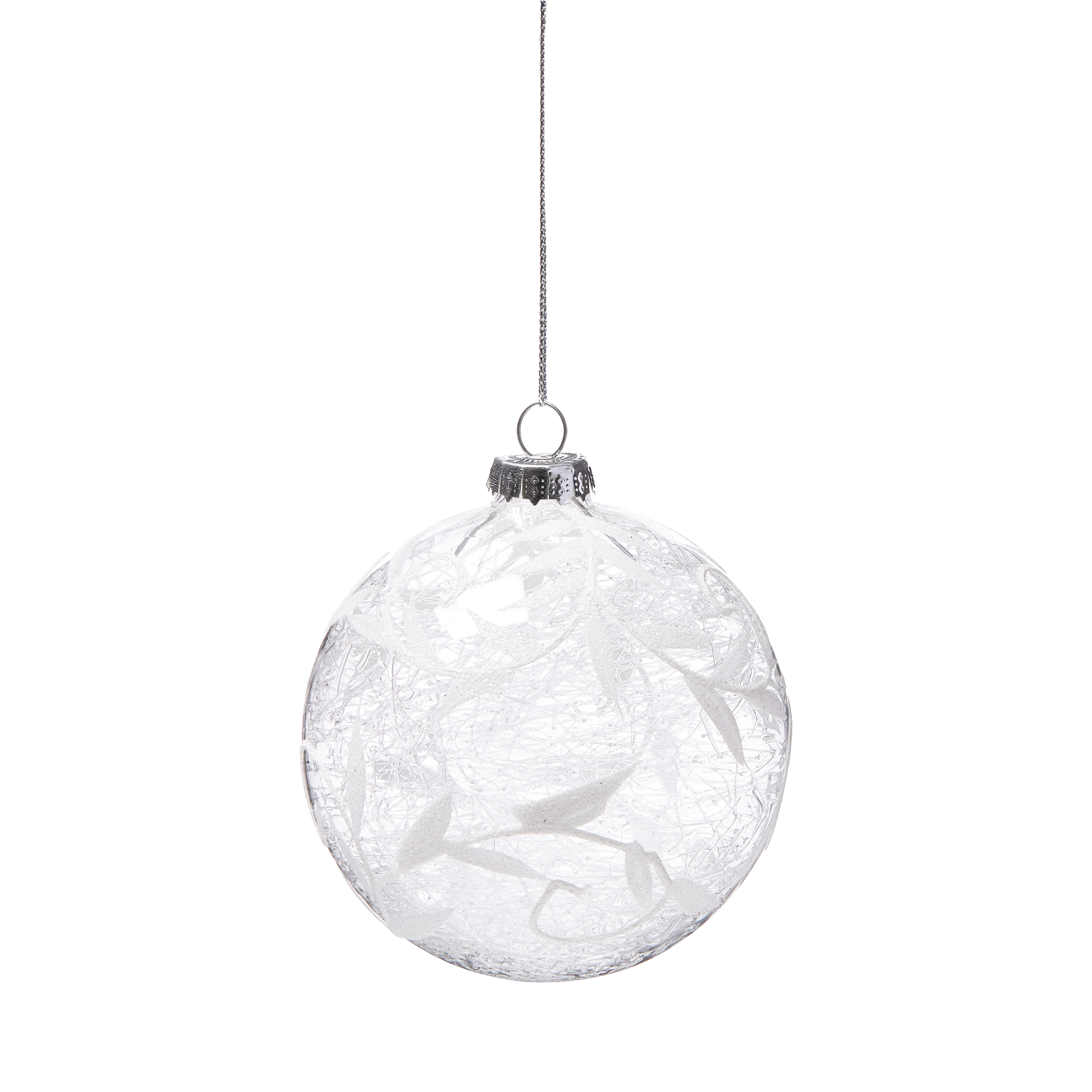 Ethereal White & Clear Scroll Bauble | Adairs