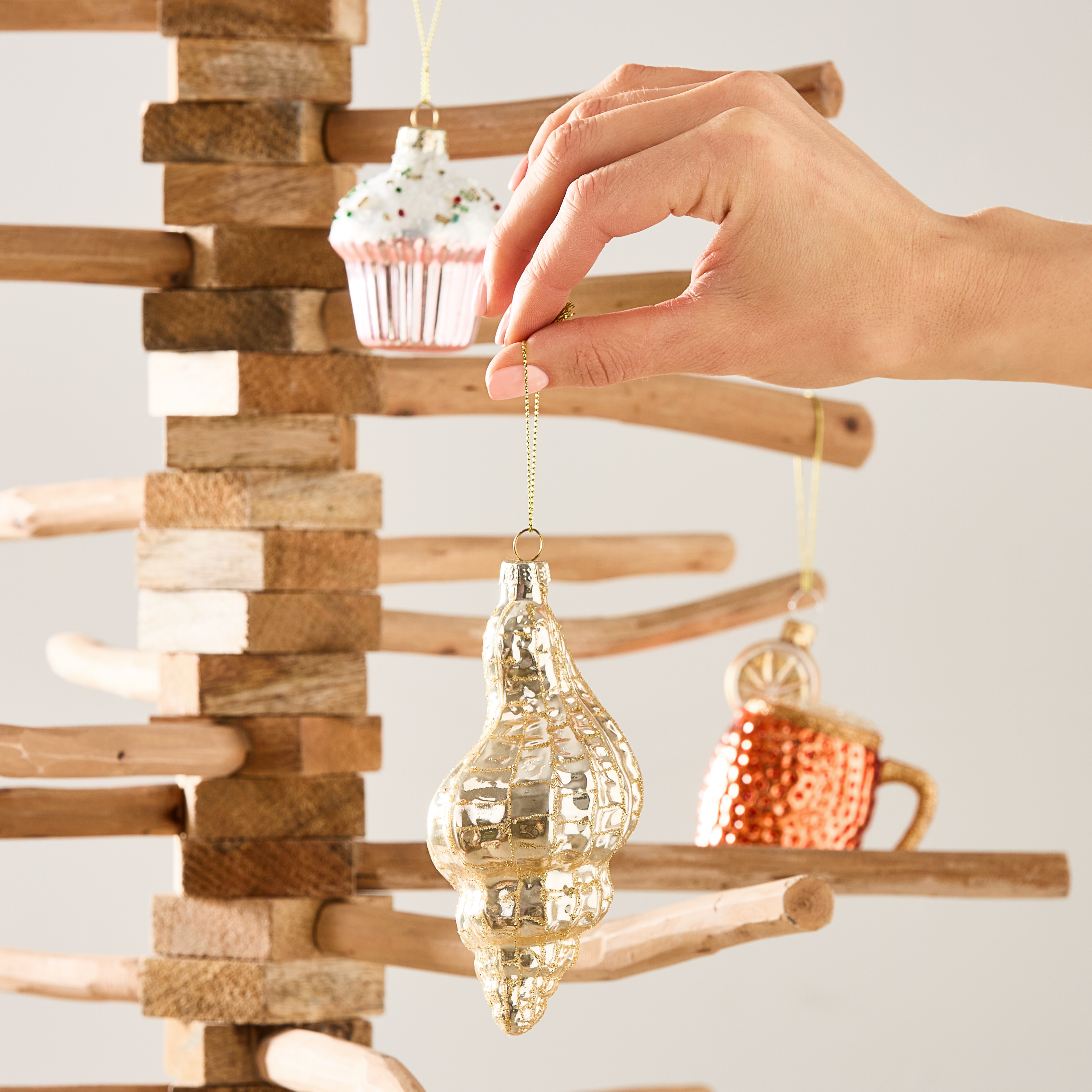 Gold Seashell Antiqued Glass Decoration | Adairs