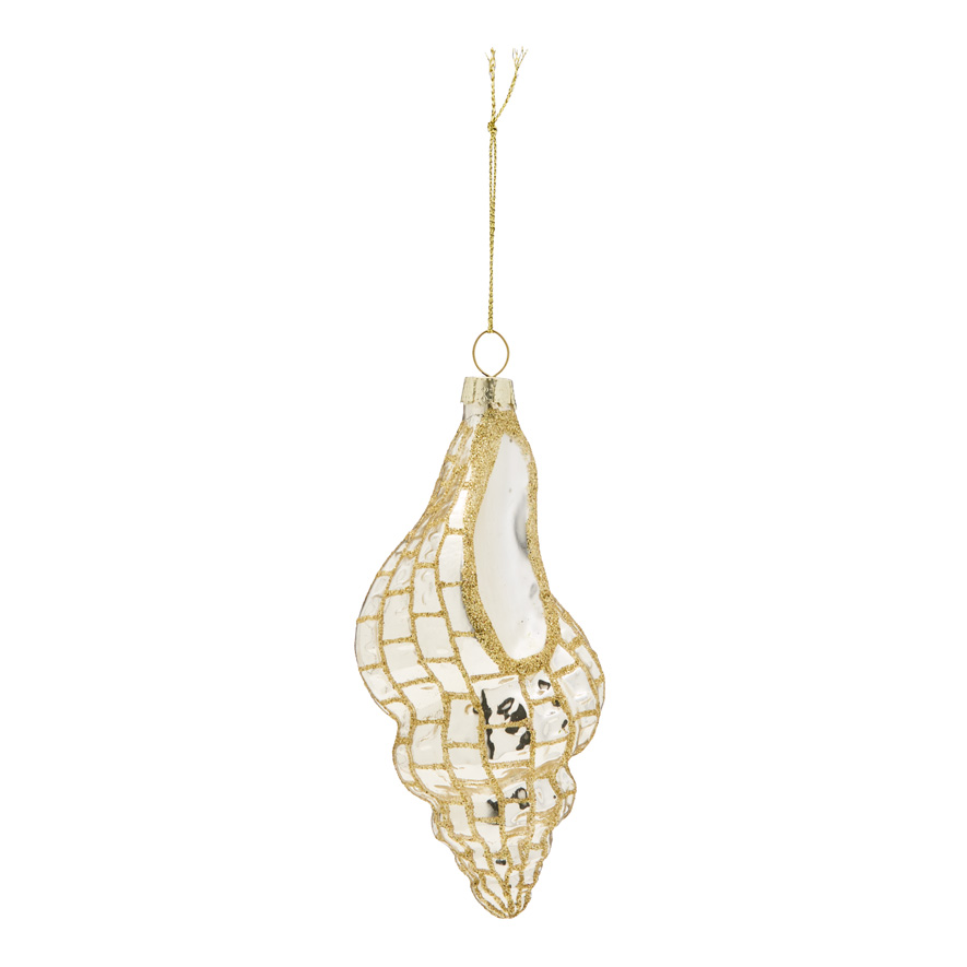 Gold Seashell Antiqued Glass Decoration | Adairs