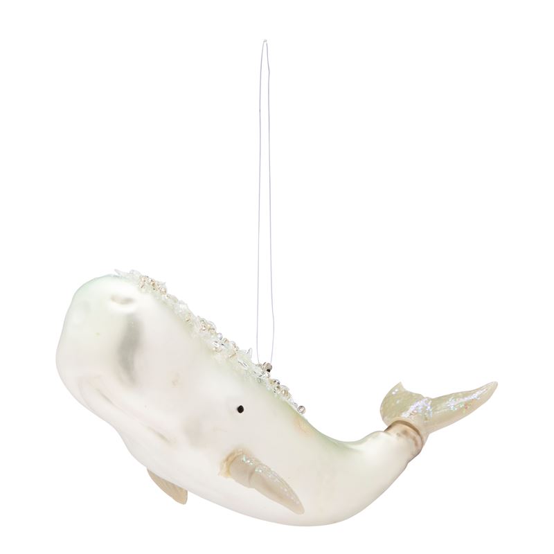 Silver Whale Antiqued Glass Decoration Adairs