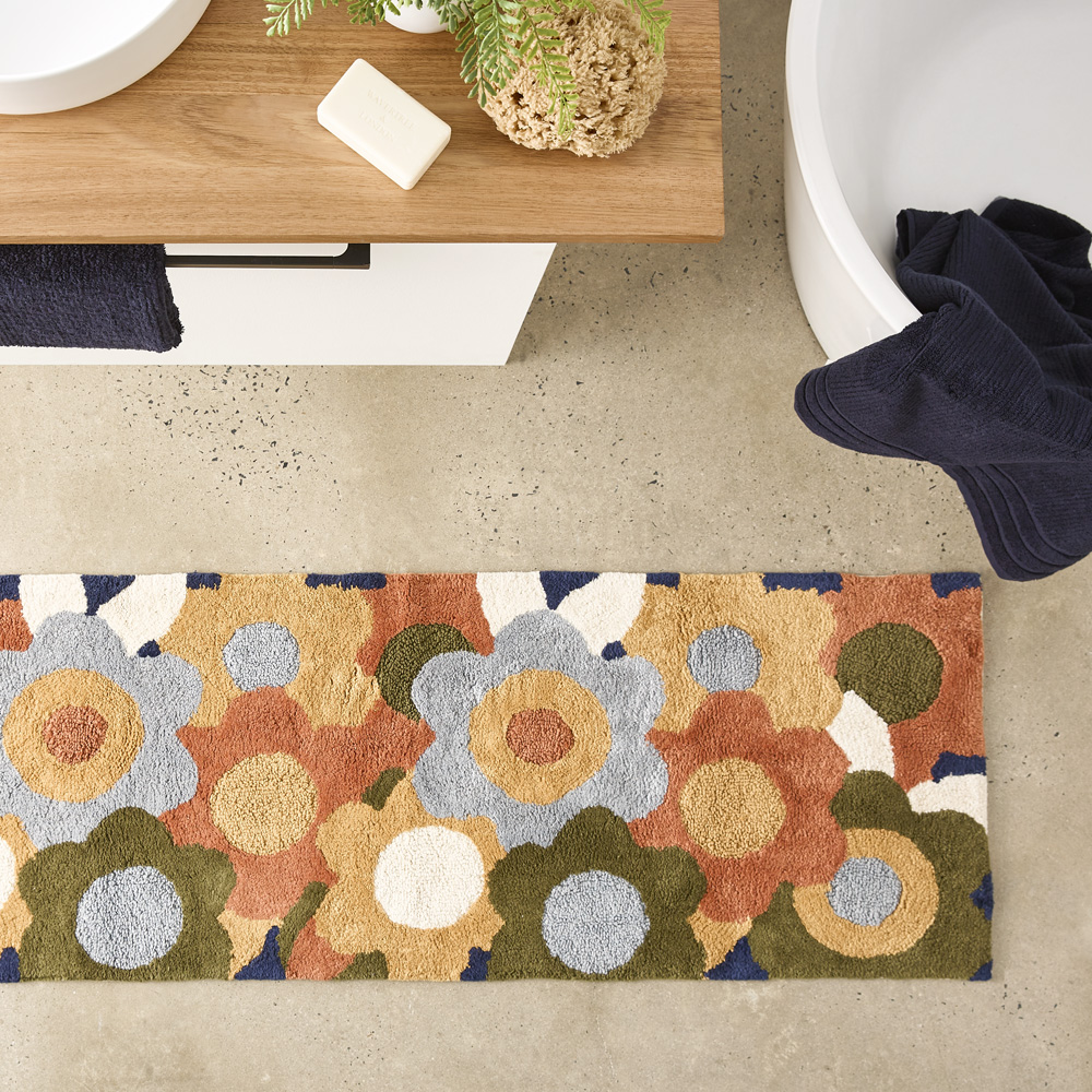 Jasmine Floral Natural Multi Bath Runner | Adairs