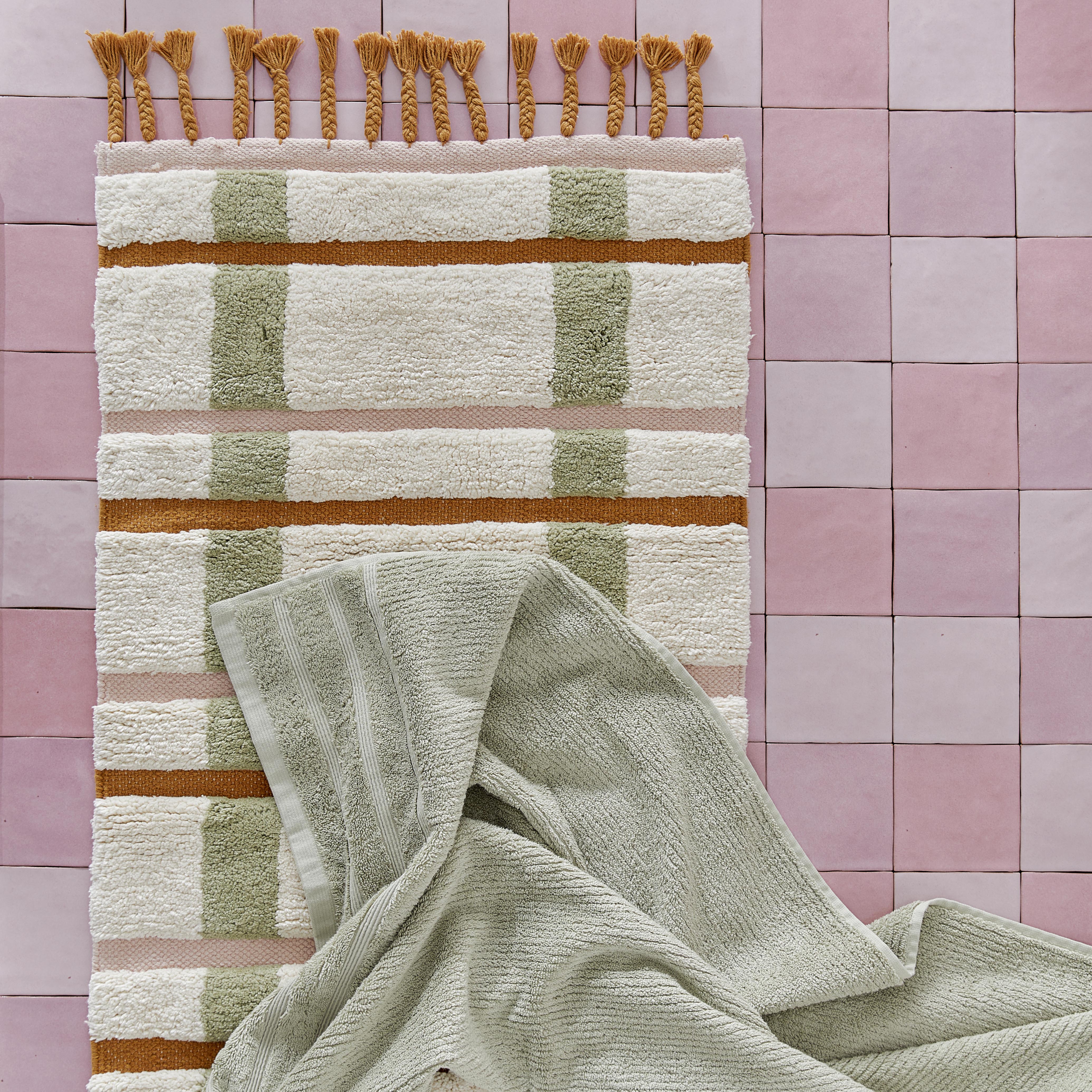 Carter Nude Pink and Ginger Bath Runner | Adairs