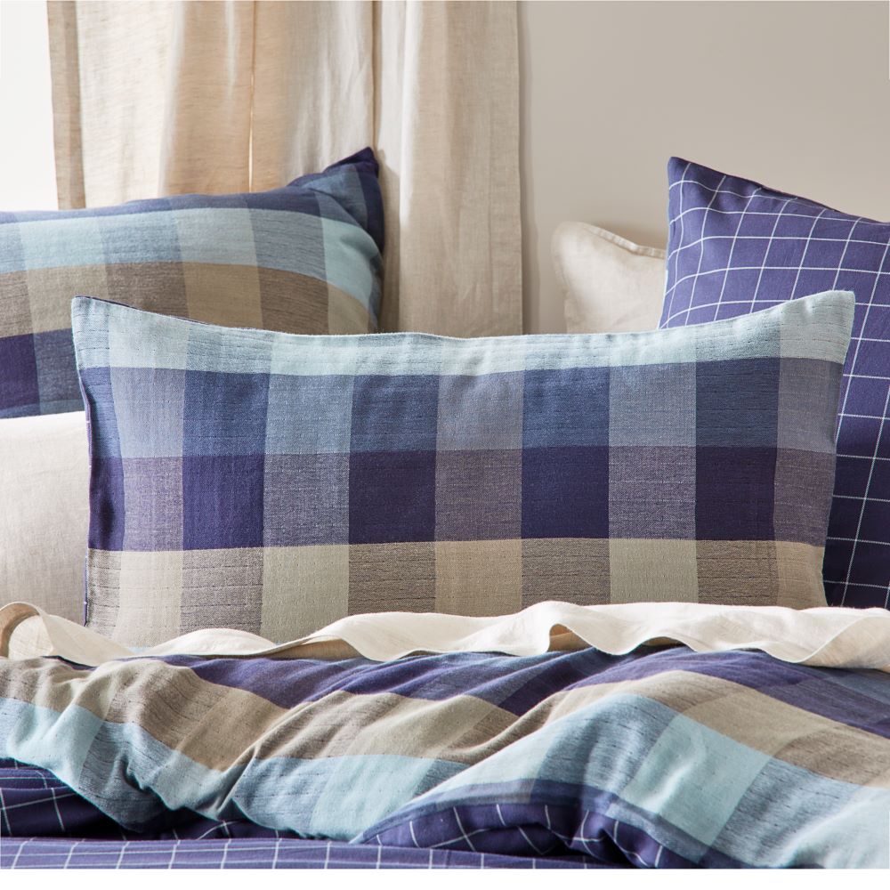 Lewis Stormy Blue Check Quilt Cover Set | Adairs