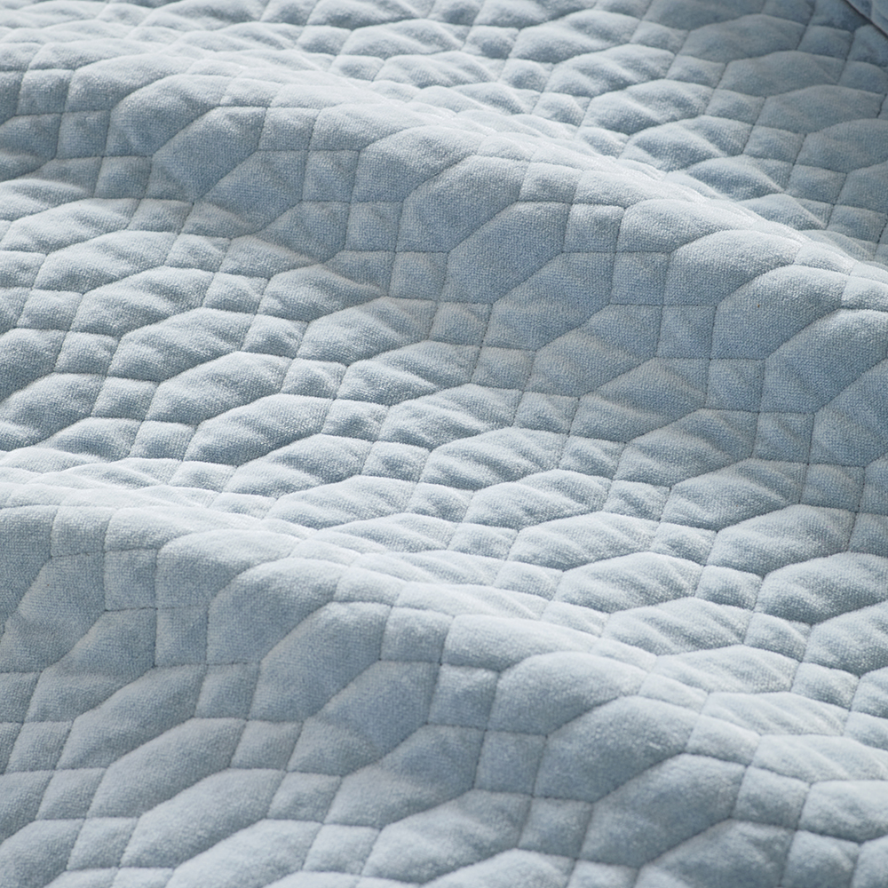 Milan Soft Blue Velvet Quilted Coverlet Separates | Adairs