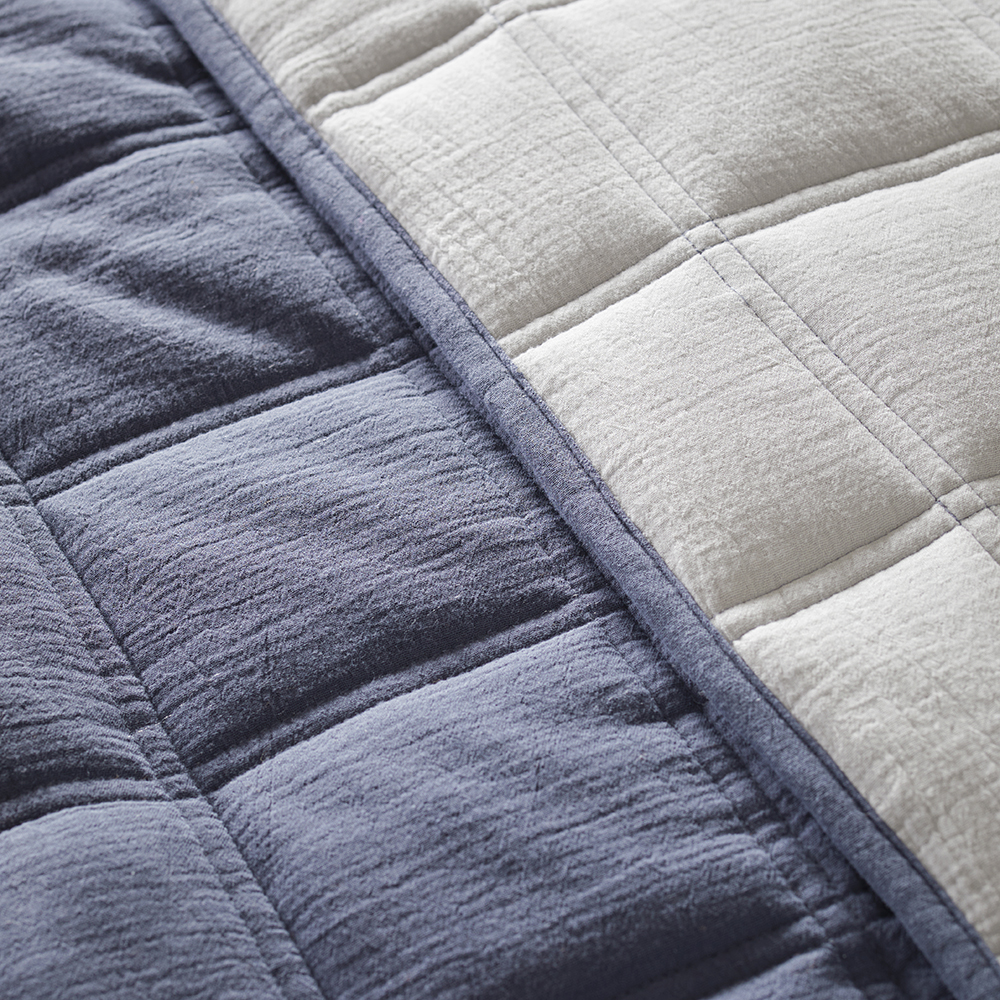 Crinkle Cotton Denim Quilted Coverlet Separates | Adairs
