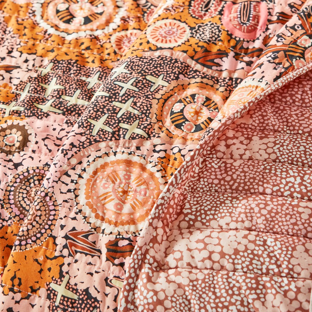 Cungelella Kalkatungu Sunbaked Pink Quilted Coverlet Separates | Adairs