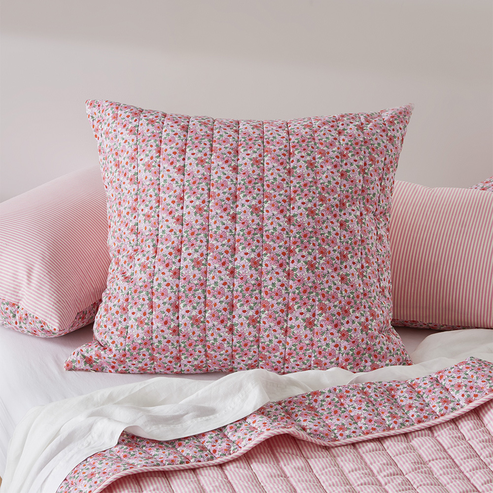 Pippa Pink Floral Quilted Coverlet Separates | Adairs