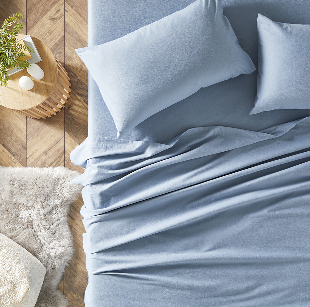 Flannelette Steel Blue Plain Dye Sheet Set | Adairs