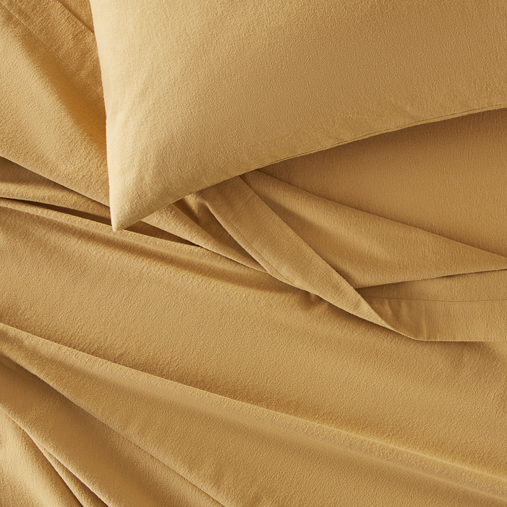 Flannelette Mustard Plain Dye Sheet Set | Adairs
