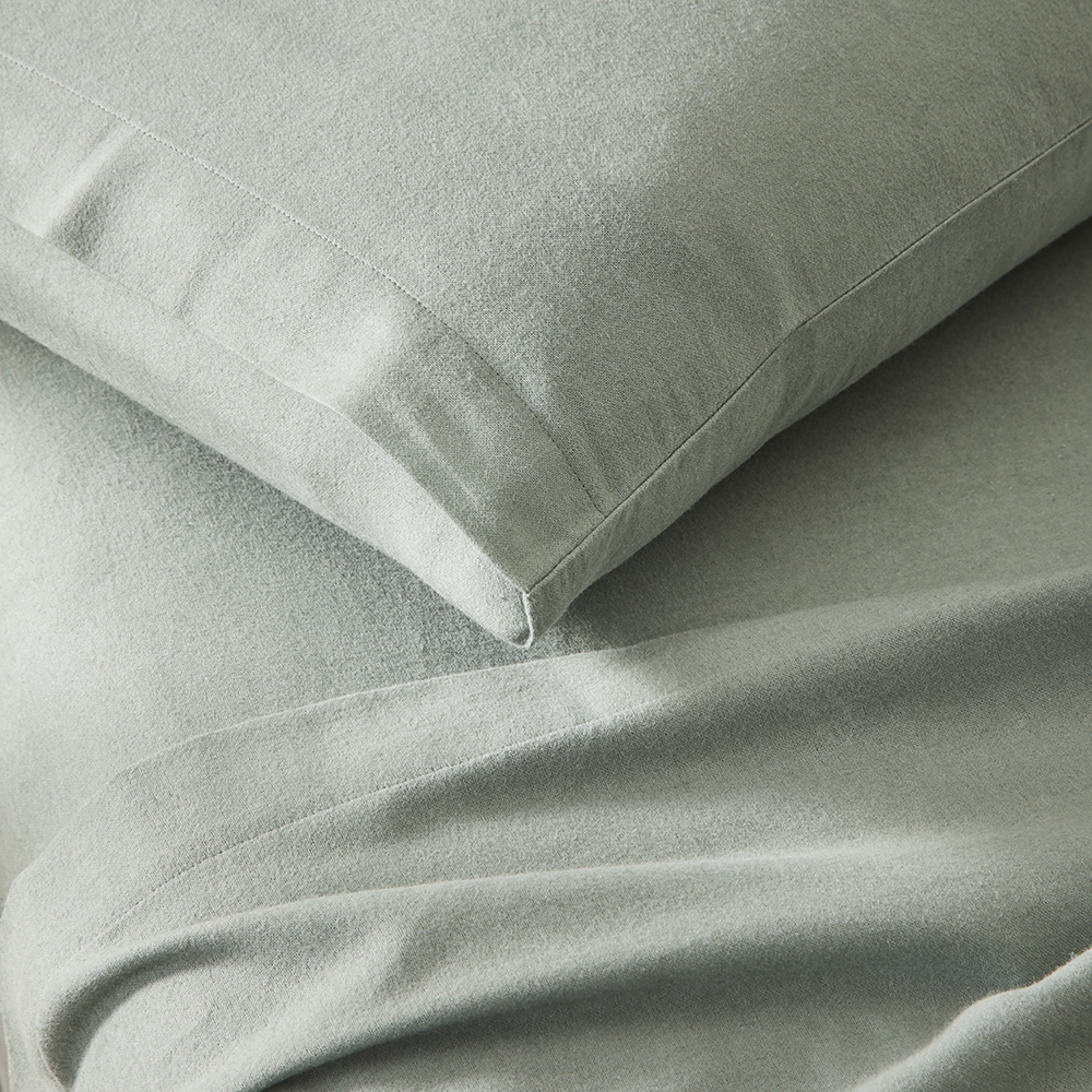 Flannelette Plain Dyed Green Sheet Set | Adairs