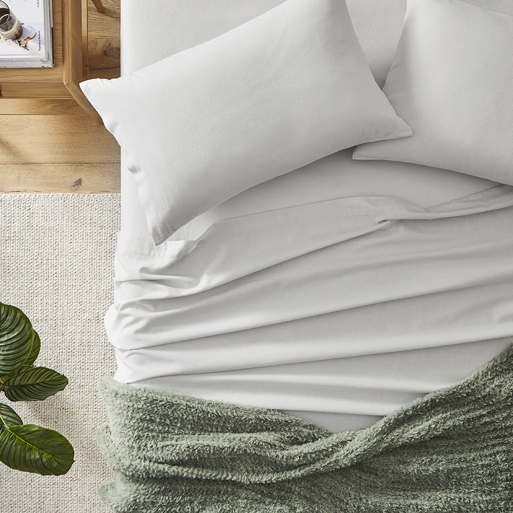 Flannelette Plain Dyed Grey Sheet Set | Adairs