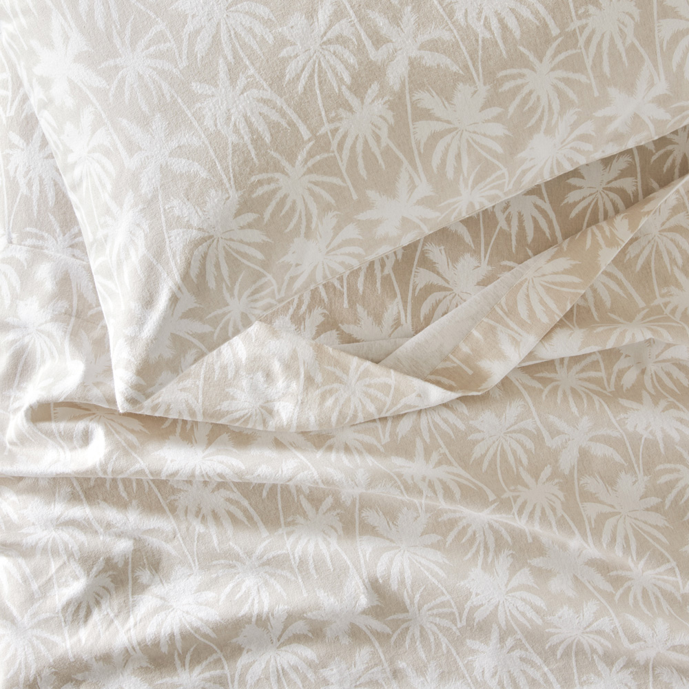 Flannelette Printed Soft Palms Sand Sheet Set | Adairs