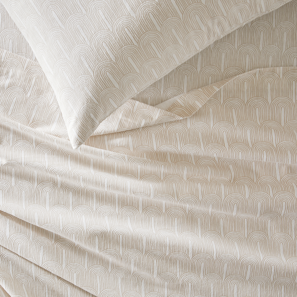 Flannelette Printed Arches Sand Sheet Set | Adairs