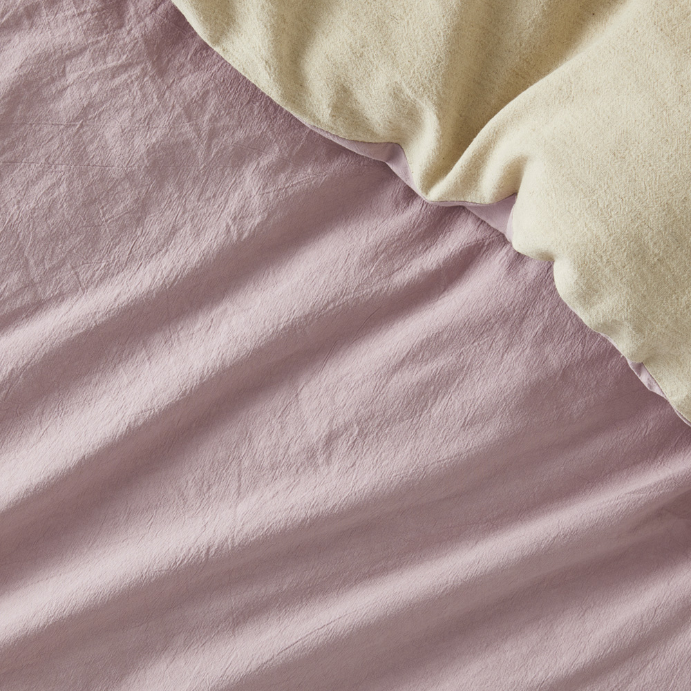 Olsen Linen Cotton Natural & Mauve Quilt Cover Set | Adairs