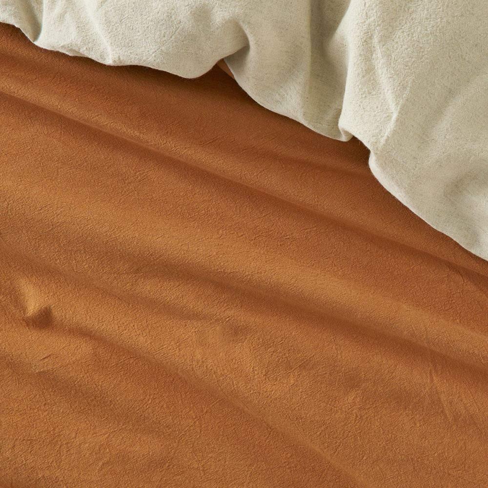 Olsen Linen Cotton Natural & Rust Quilt Cover Set | Adairs