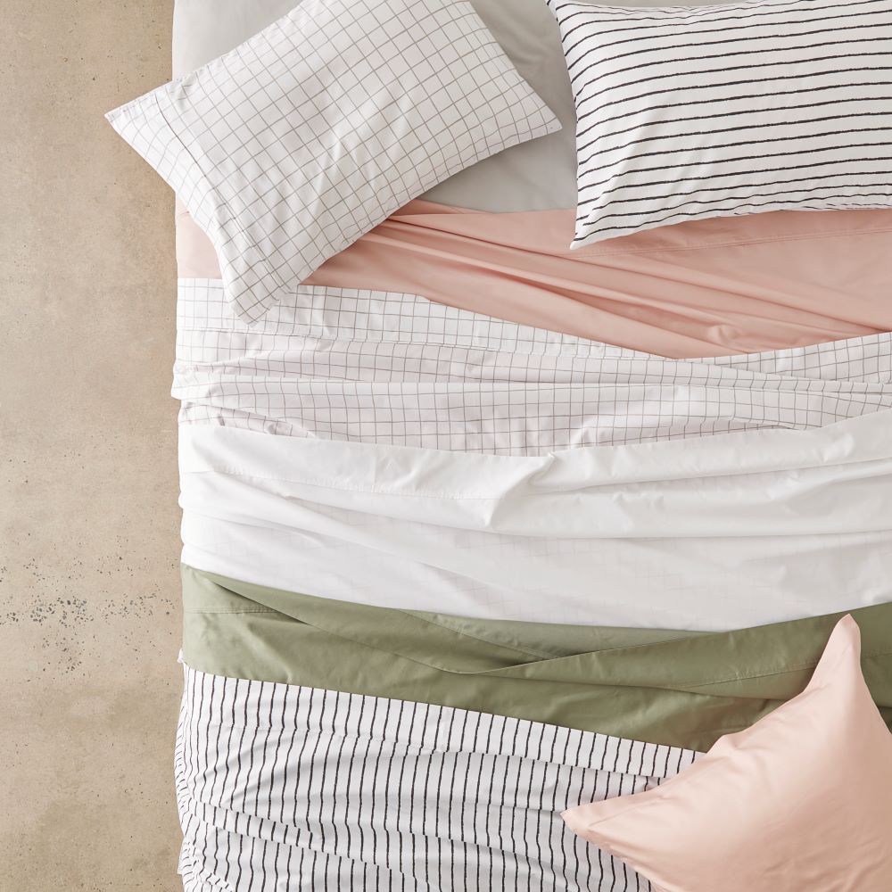 1500TC Brooklyn Printed Charcoal Stripe Sheet Separates | Adairs