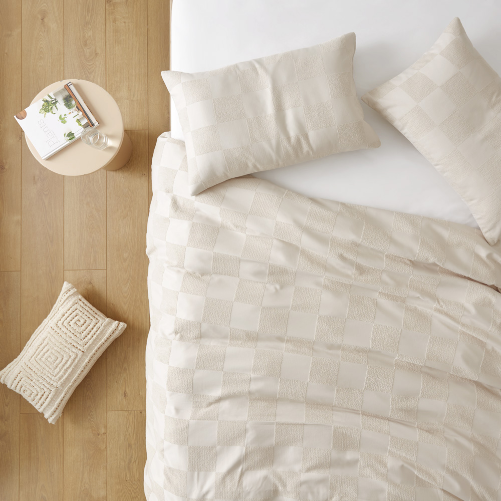 Checkerboard Natural Quilt Cover Set + Separates | Adairs