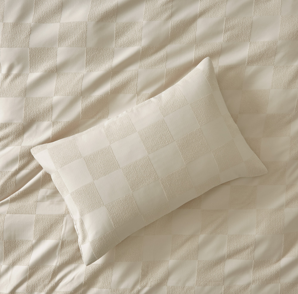 Checkerboard Natural Quilt Cover Set + Separates | Adairs