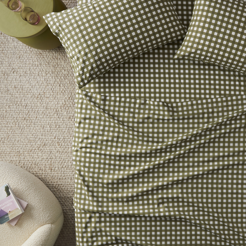 Multi Check Printed Percale Sheet Set | Adairs