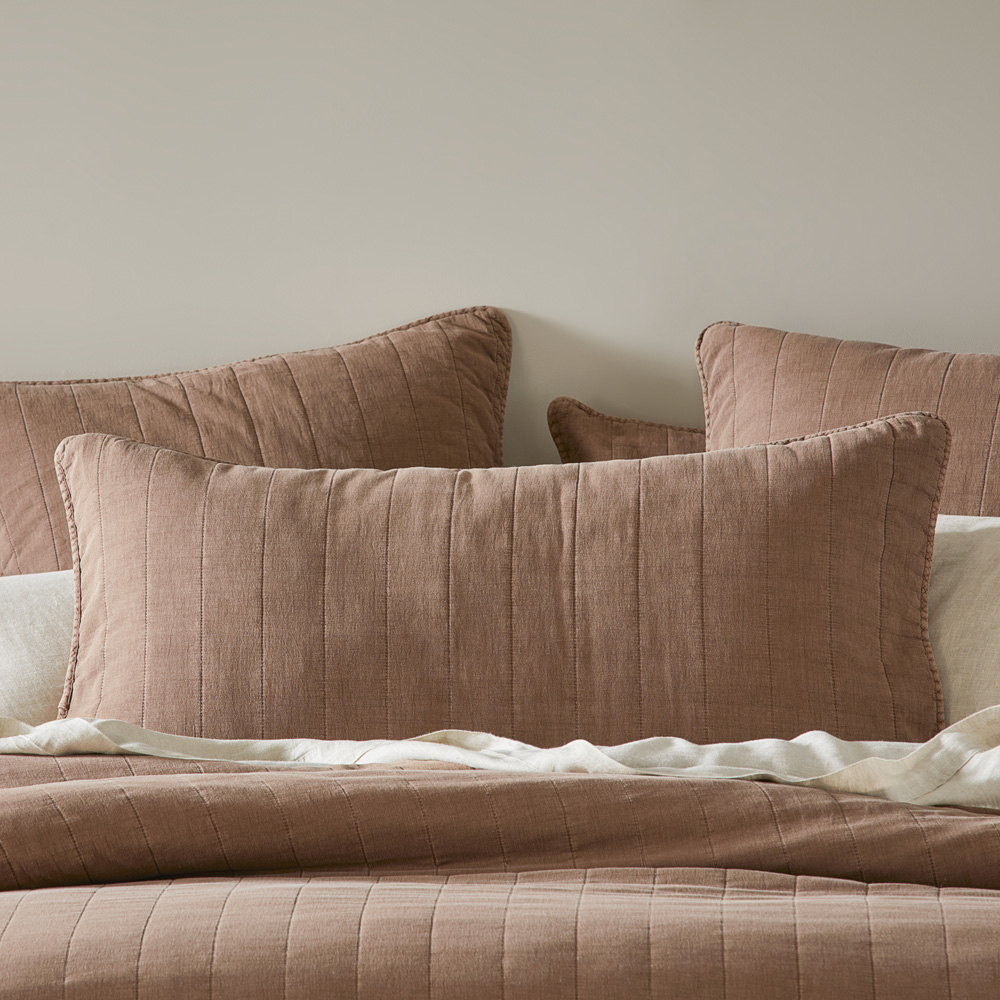 Bronte Cocoa Quilted Pillowcases | Adairs