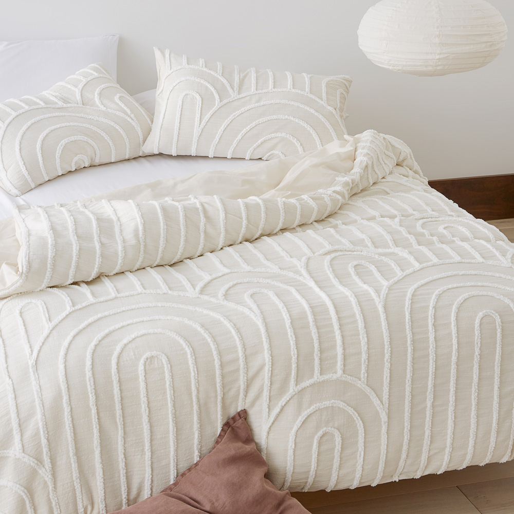 Archie Tufted Macadamia Quilt Cover Separates | Adairs