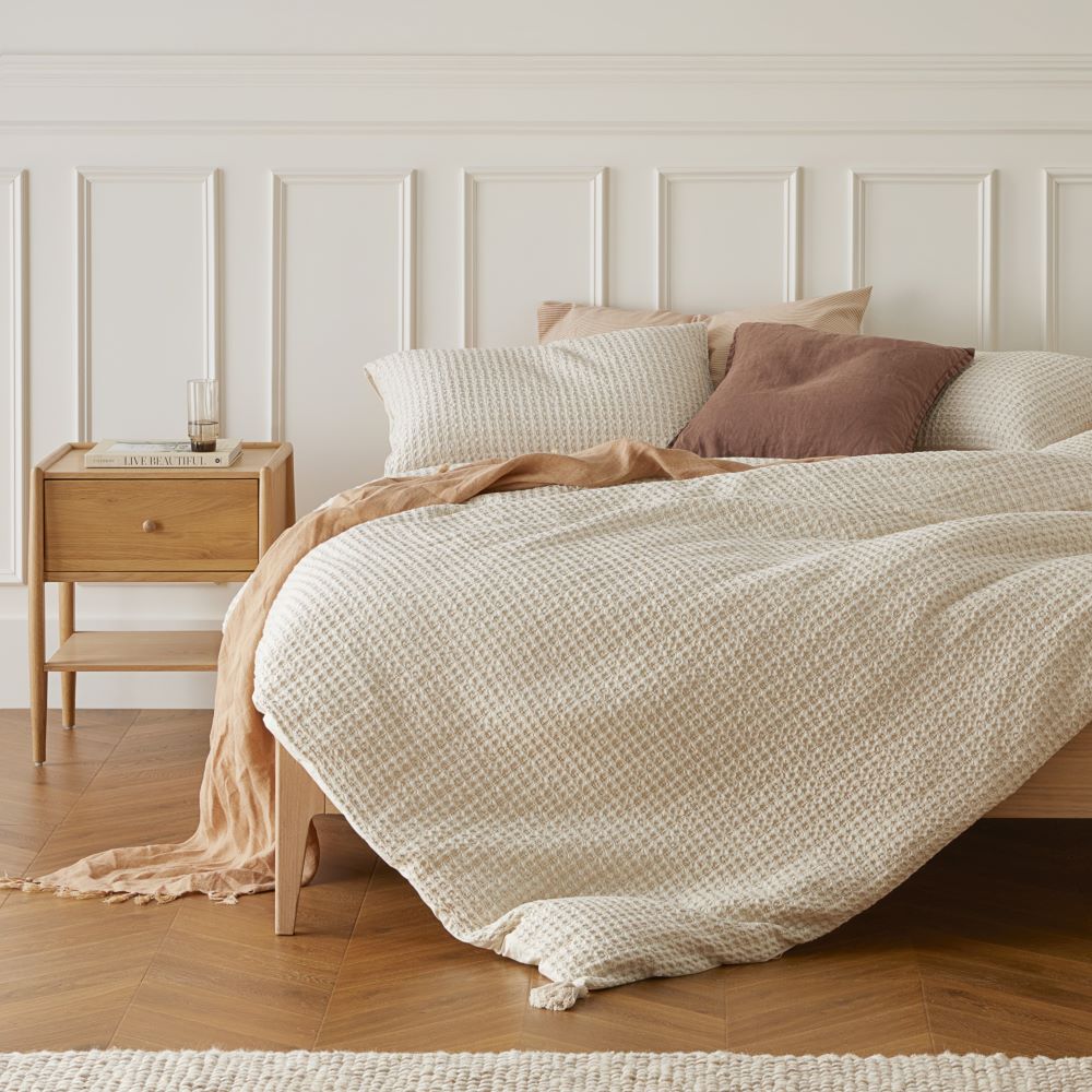 Ren Waffle Oatmeal Quilt Cover Separates | Adairs