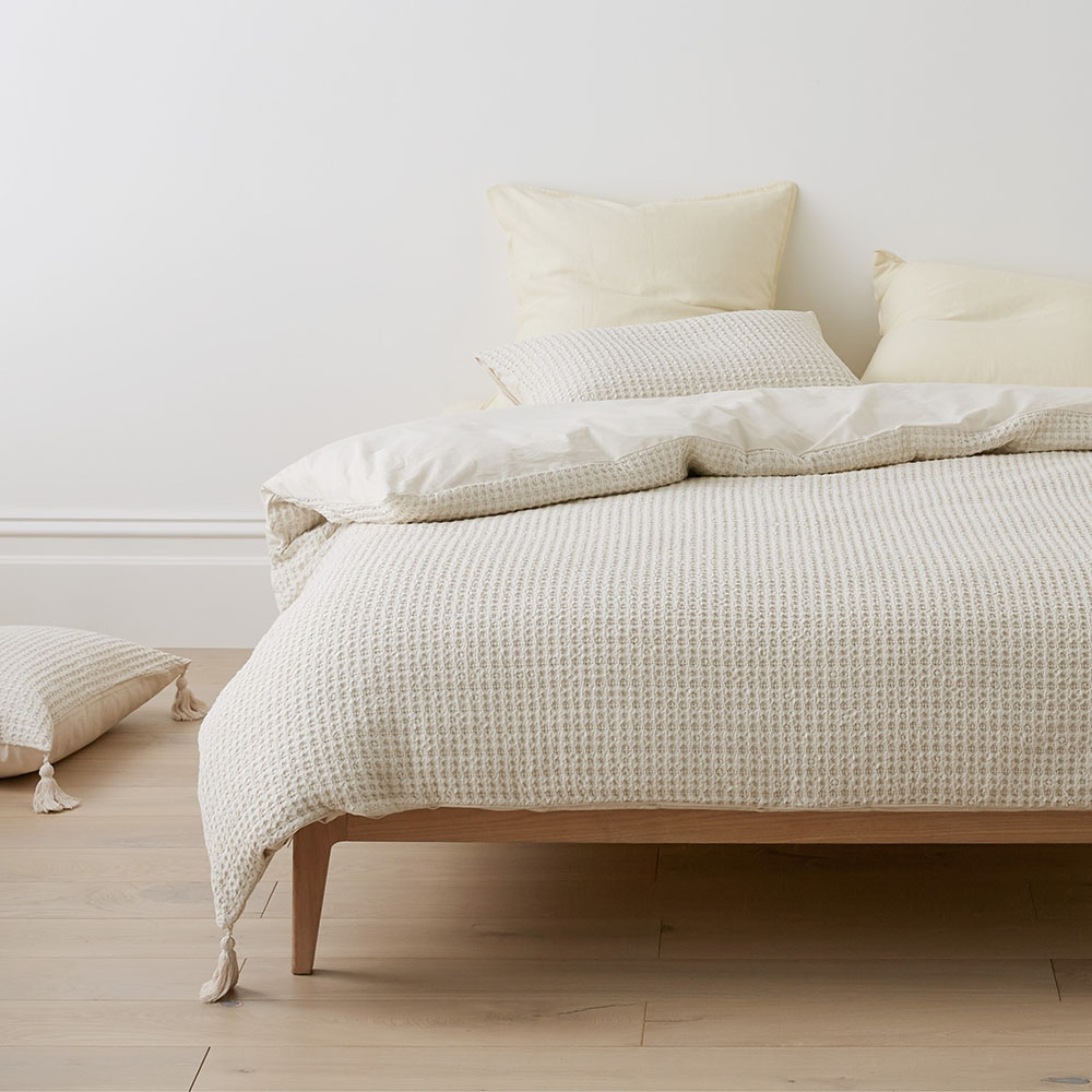 Ren Waffle Oatmeal Quilt Cover Separates | Adairs
