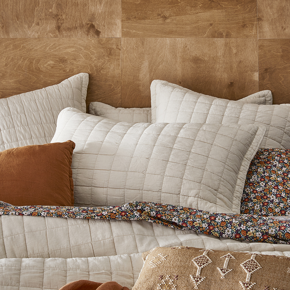 Mosman Sand Quilted Quilt Cover | Bedroom | Adairs