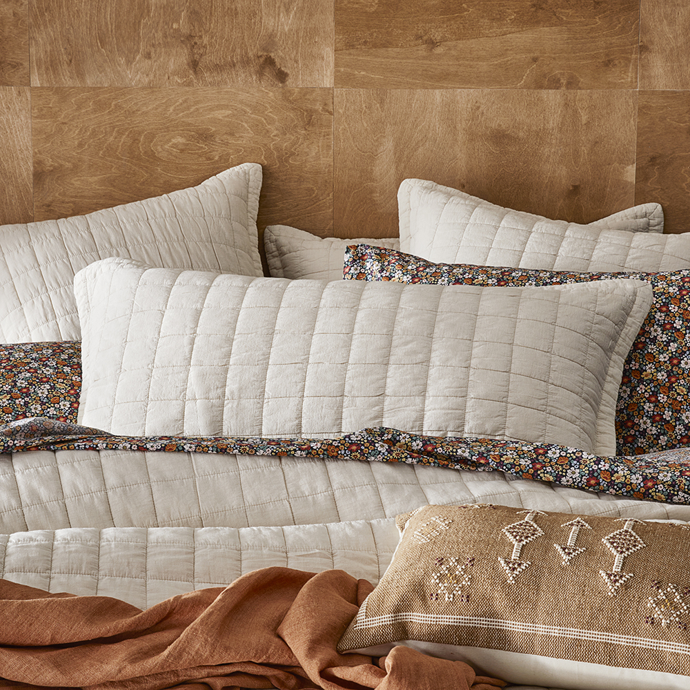 Mosman Sand Quilted Quilt Cover | Bedroom | Adairs