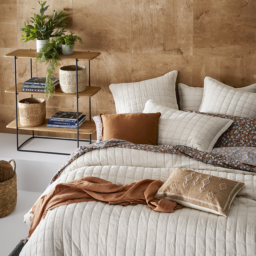 Mosman Sand Quilted Quilt Cover | Bedroom | Adairs