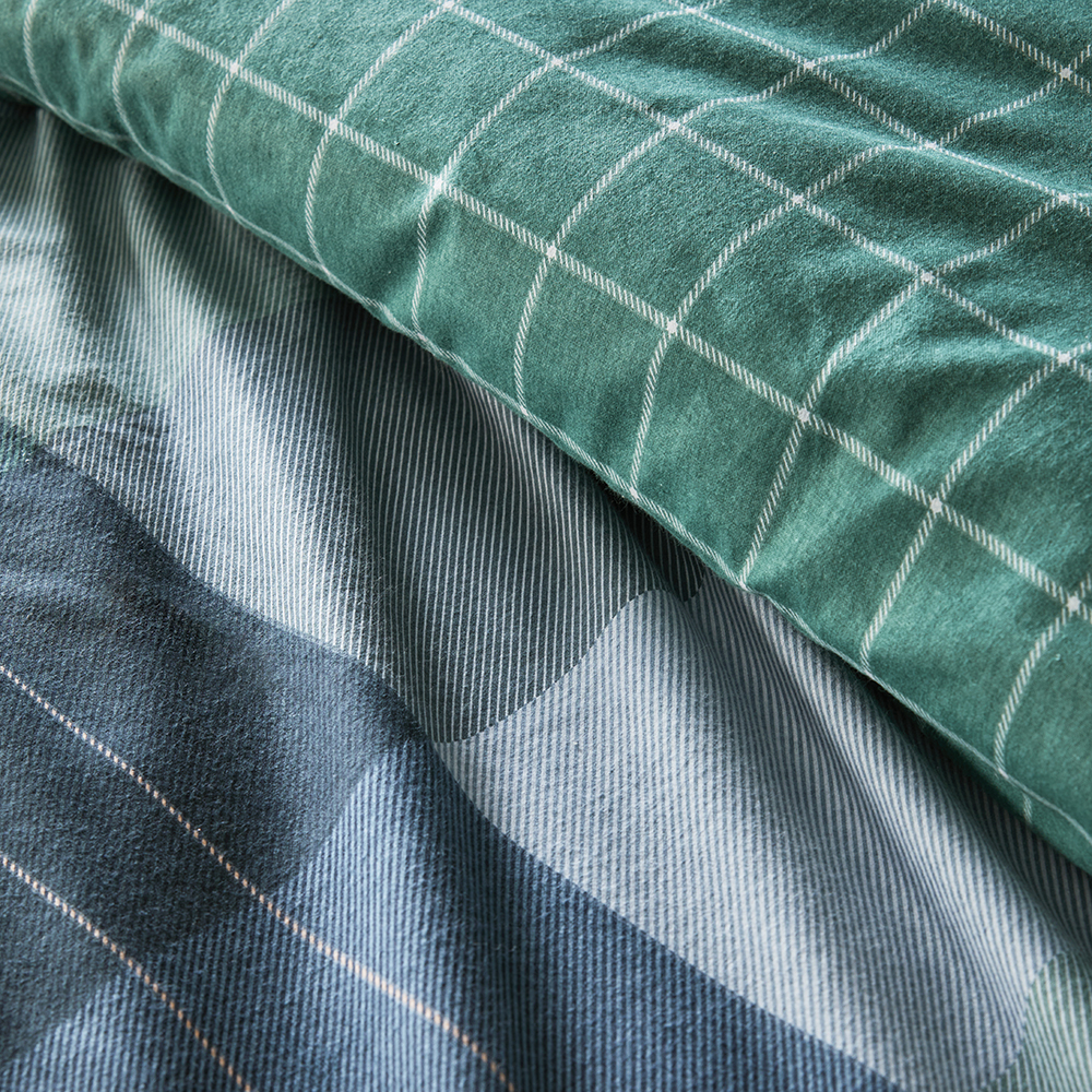 Flannelette Navy Oban Check Printed Quilt Cover Set | Adairs
