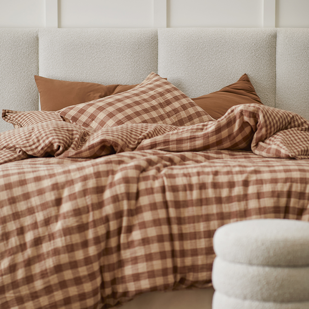 New York Cappuccino Check Quilt Cover Separates | Adairs