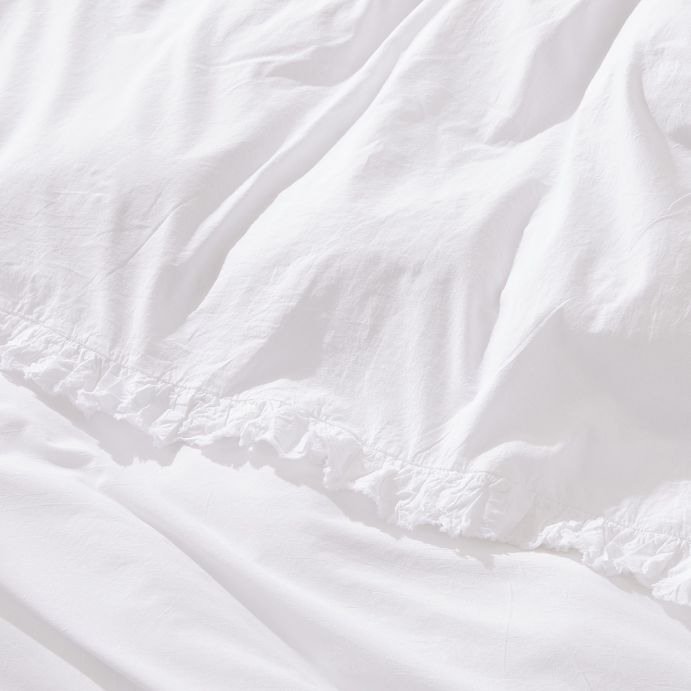 Stonewashed Cotton Ruffle White Quilt Cover Separates | Adairs